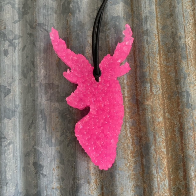 Deer Head Car Freshie | Hot Pink | Cactus Blossom Scent – Rear View Jewels